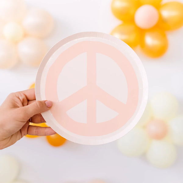 PLATES - GROOVY PEACE & LOVE PEACE SIGN - Bon + Co. Party Studio Inc.